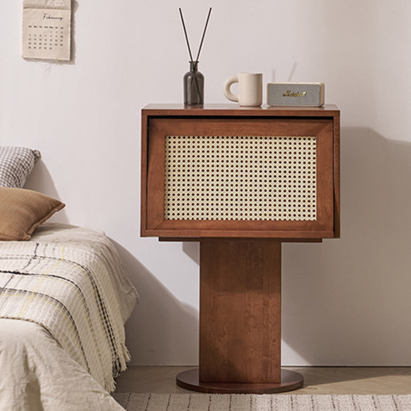 Villo Side Table – Walnut Rattan Sliding Door Table | Catchers