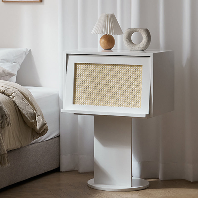 Villo Side Table – White Rattan Sliding Door Table | Catchers